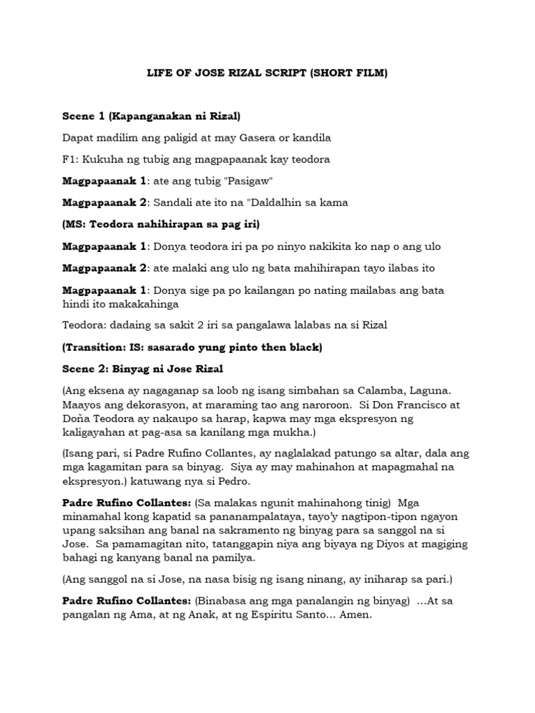 Final Script Life of Jose Rizal - 1 C2 | PDF