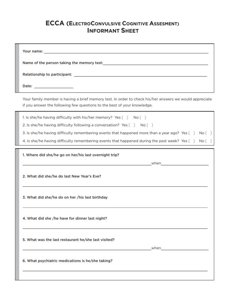 ECCA Informant Sheet | PDF