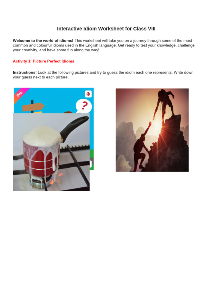 Idioms Interactive Worksheet | PDF