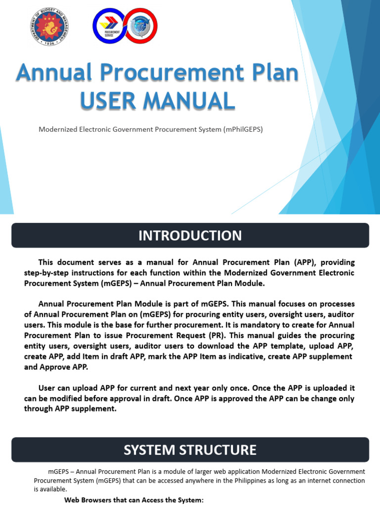 Annual Procurement Plan User Manual | PDF | Login | Application Software