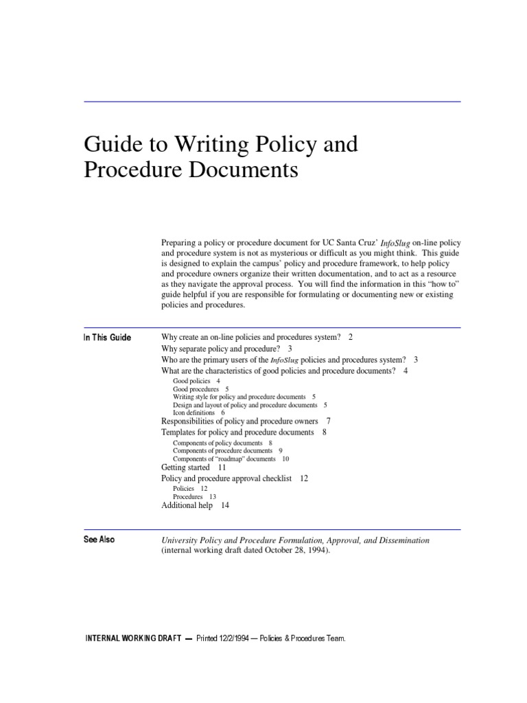 Guide To Writing Policy and Procedure Documents | PDF | Policy | Icon ...