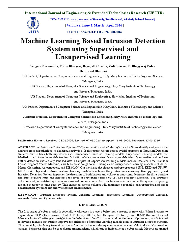 Machine Learning Based Intrusion Detection System Supervised and ...