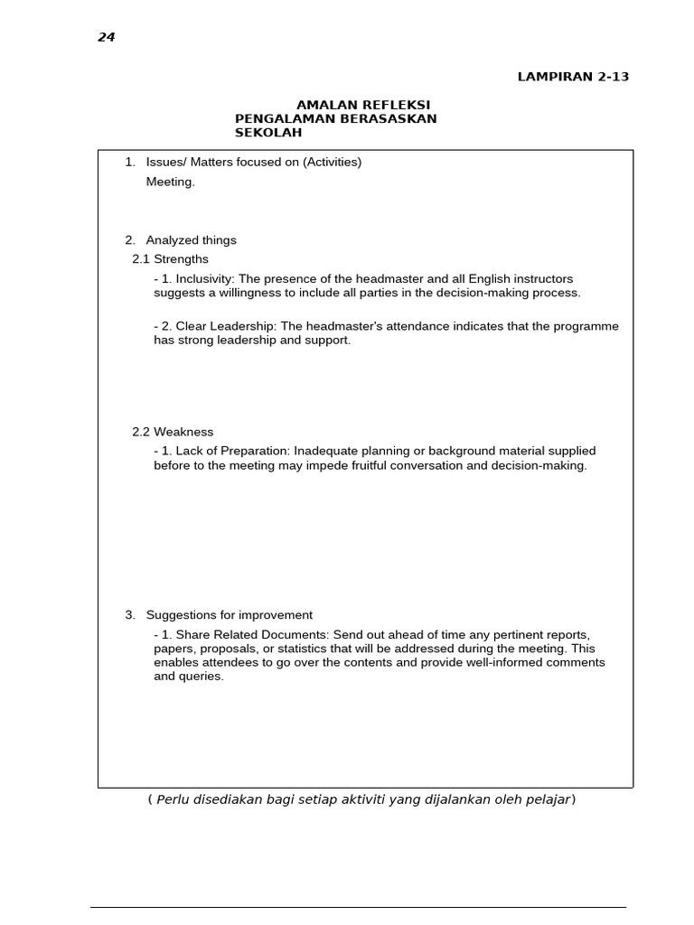Borang Amalan Refleksi PBS (Lamp 2-13) (1) | PDF | Classroom Management ...