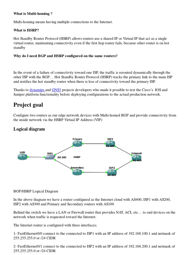 Multi-Homed BGP With HSRP | PDF | Router (Computing) | Ip Address