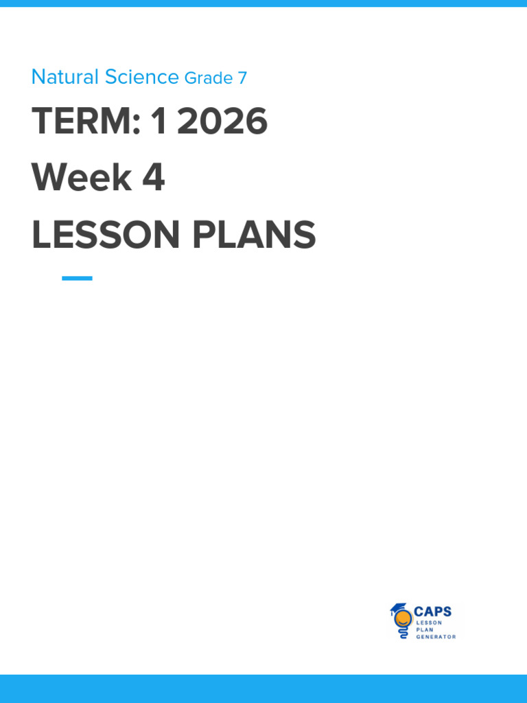 GR7 Natural Science TERM 1 Week 4 Lesson Plans | PDF | Learning ...