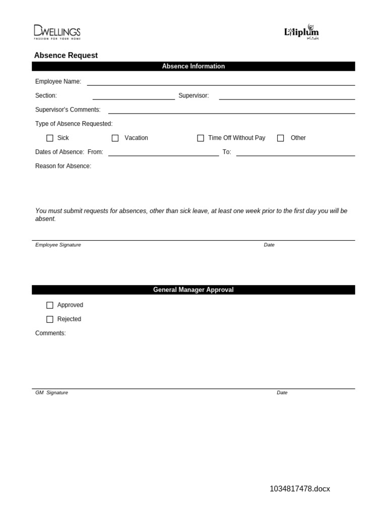 Absence Request Form | PDF