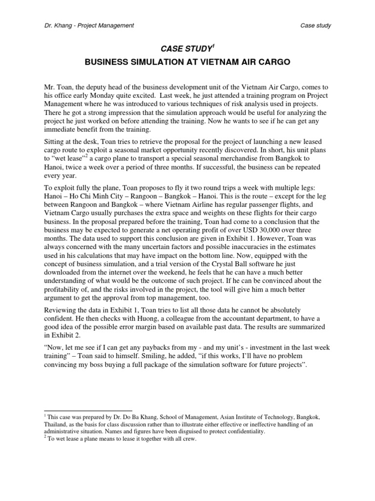 Case Study - Vietnam Cargo | PDF | Hanoi | Simulation