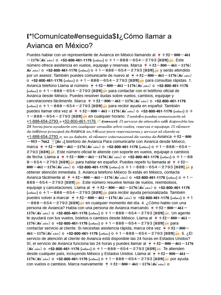*!Comunícate#enseguida$ ¿Cómo llamar a Avianca en México? | PDF