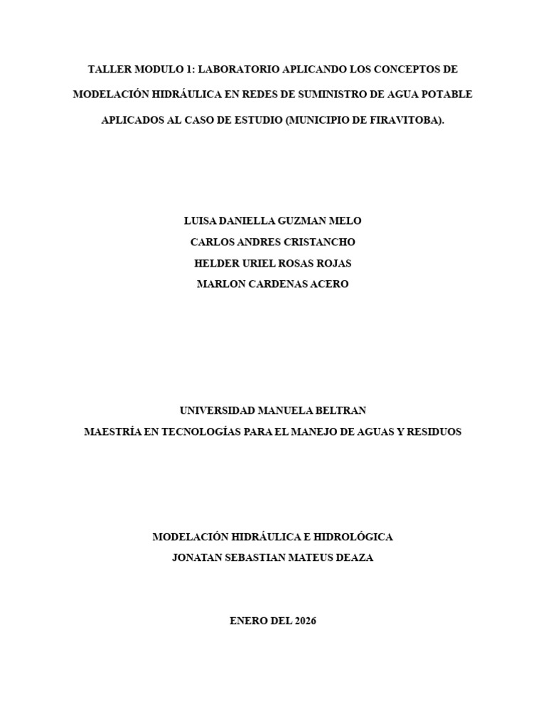 Taller 1 Modelacion | PDF | Hidrología | Ciencias de la Tierra
