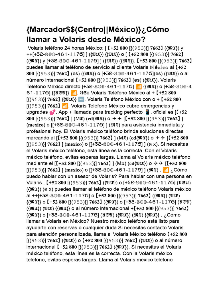 (Marcador$$ (Centro - México) ) ¿Cómo Llamar A Volaris Desde México? | PDF