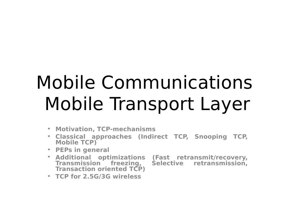 Mobile TCP Optimization Strategies | PDF | Transmission Control Protocol | Network Congestion