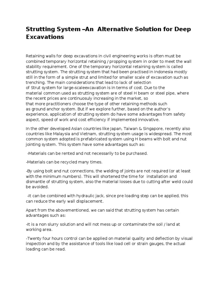 Strutting System (English Version) | PDF | Geotechnical Engineering ...