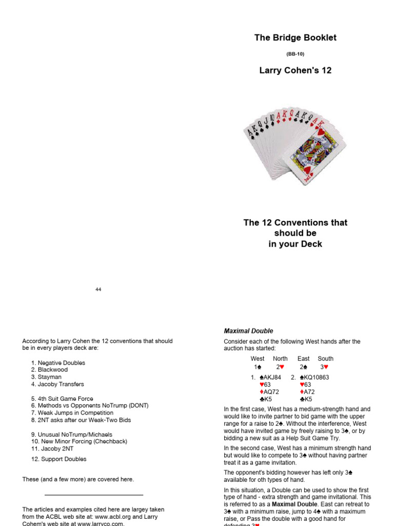 The Bridge Booklet Larry Cohen's 12 | PDF | Contract Bridge