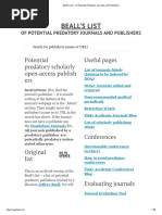 Beall's List of Predatory Journals | PDF | Academic Journal | Inquiry