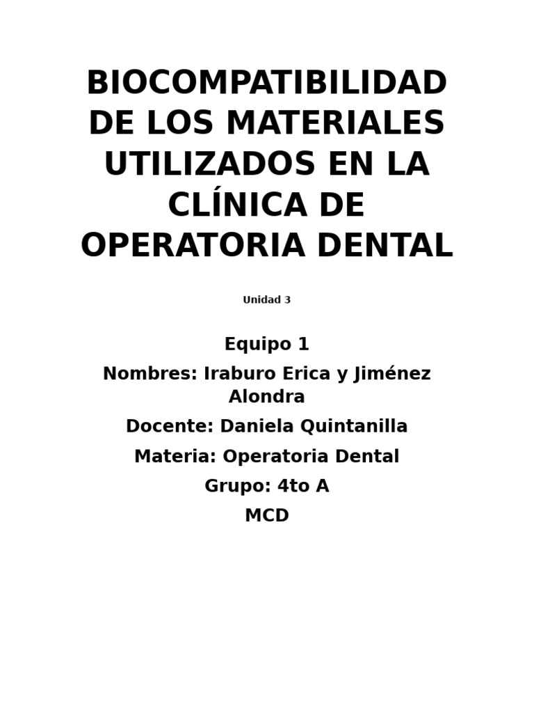 Biocompatibilidad de Los Materiales Utilizados en La Clínica de ...