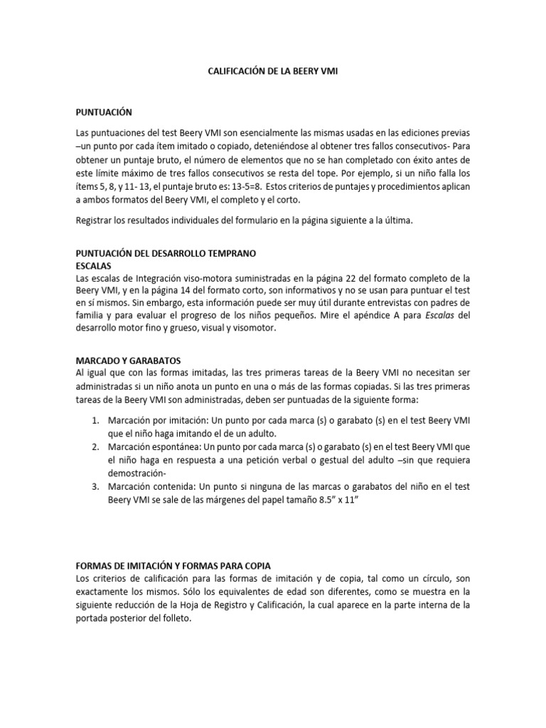 TEst de Beery Ficha Con Corrección | PDF | Medición | Estadísticas
