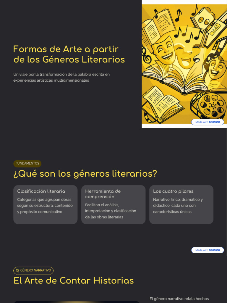 Formas de Arte A Partir de Los Generos Literarios | PDF | Poesía | Teatro