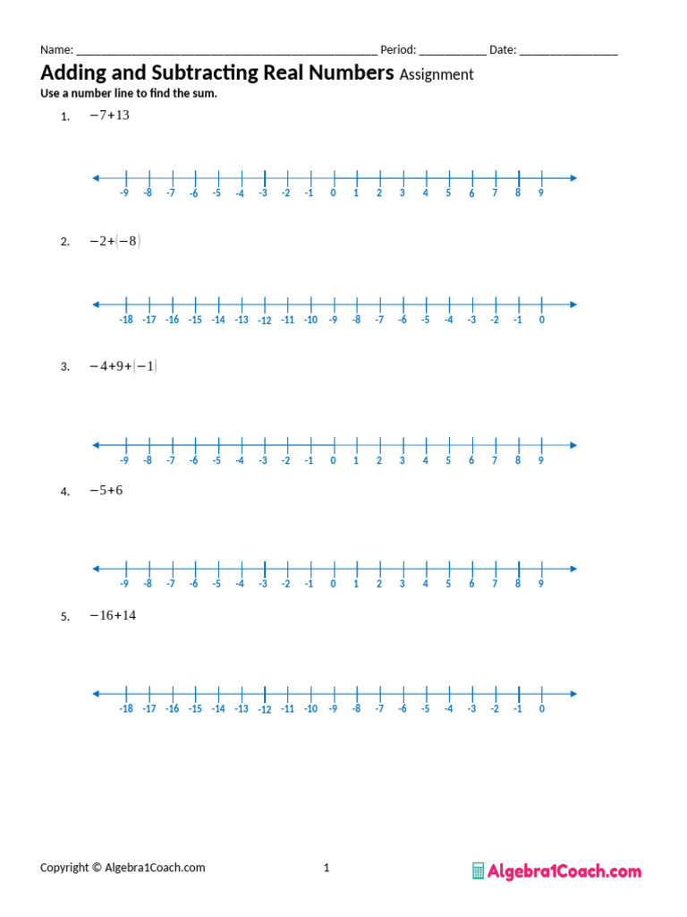 1 5 Assignment Adding and Subtracting Real Numbers | PDF | Chess Theory ...