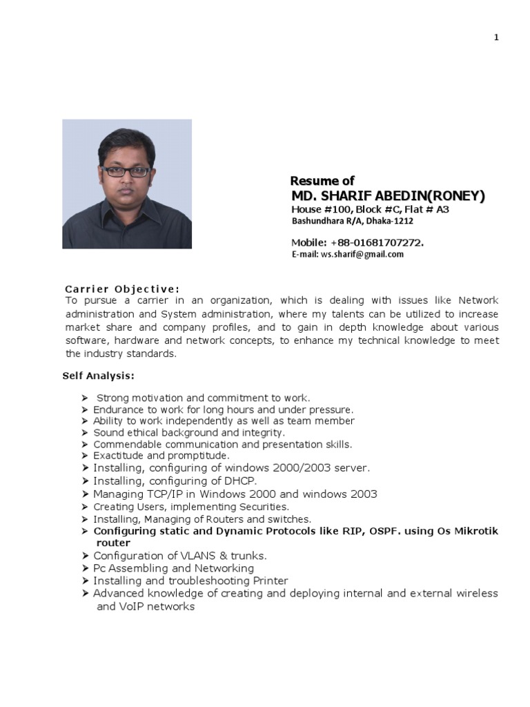 Sharif CV | PDF | Voice Over Ip | Computer Network