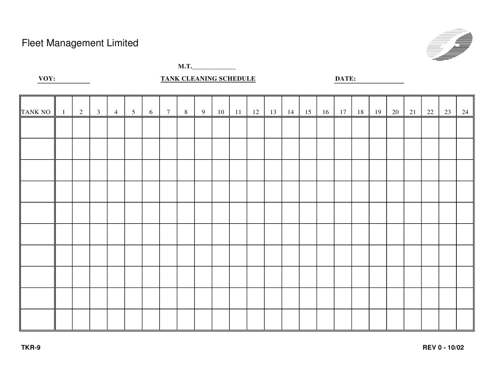 TKR 09 - Tank Cleaning Schedule | PDF | Technology & Engineering