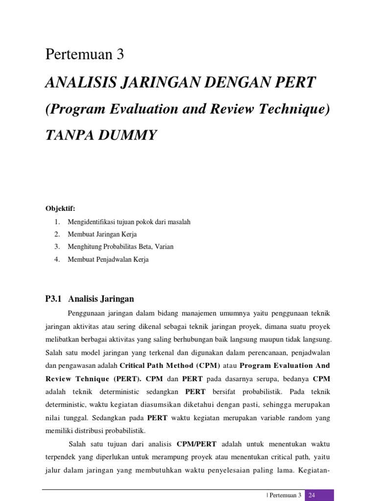 Analisa Jaringan Dengan Metoda Pert | PDF