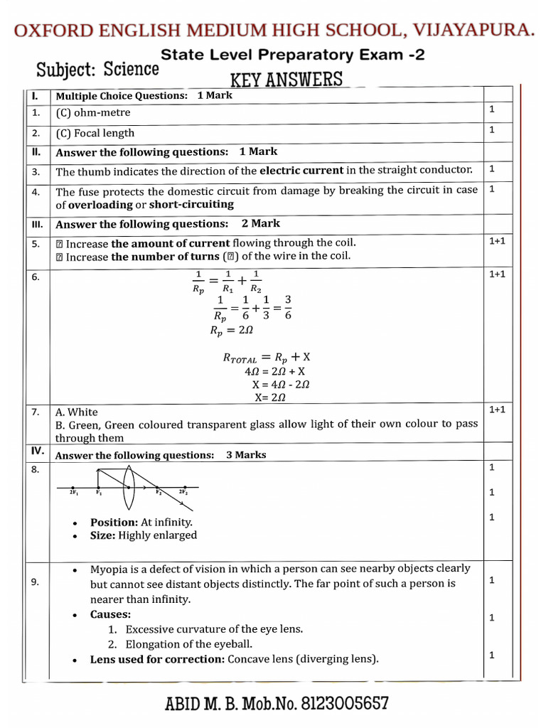 State Level Prep-2 Key Ans Science | PDF