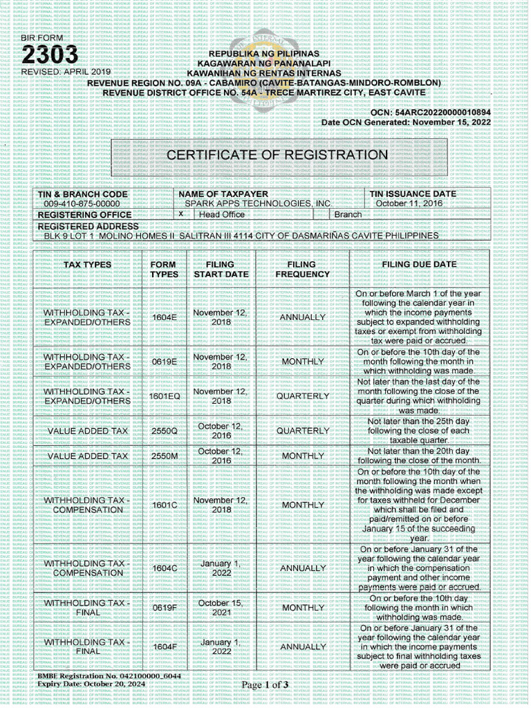 2303 (Cor) - Spark Apps Technologies, Inc | PDF | Taxes | Government ...