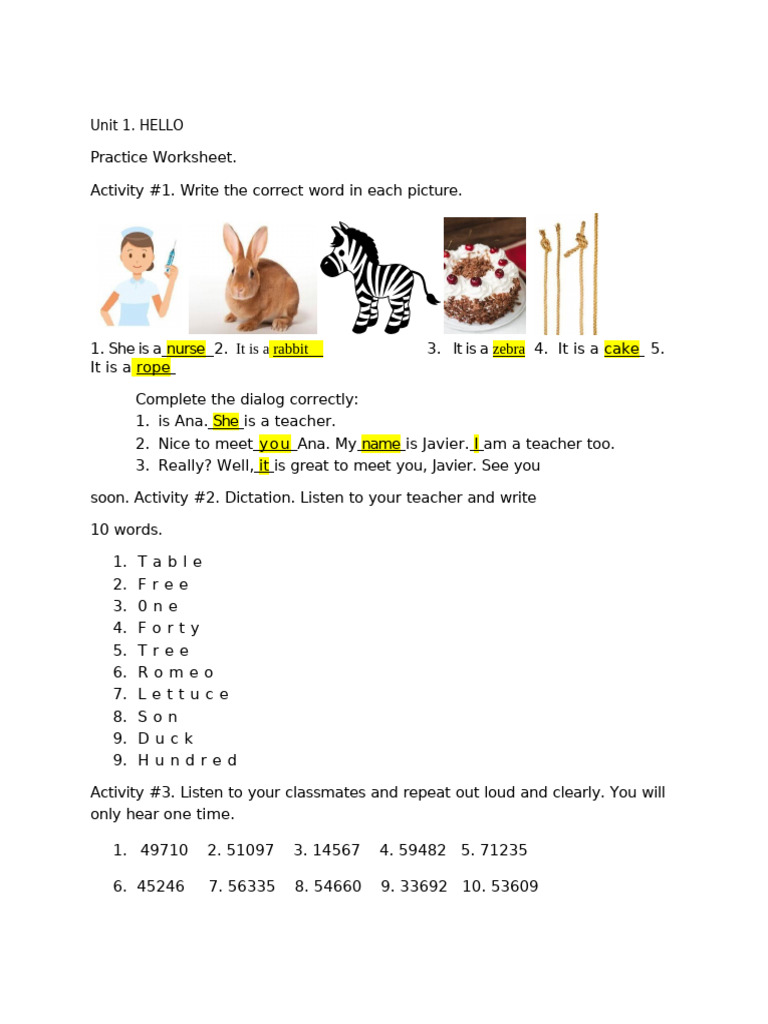 Unit 1 Worksheet-1 Rous | PDF