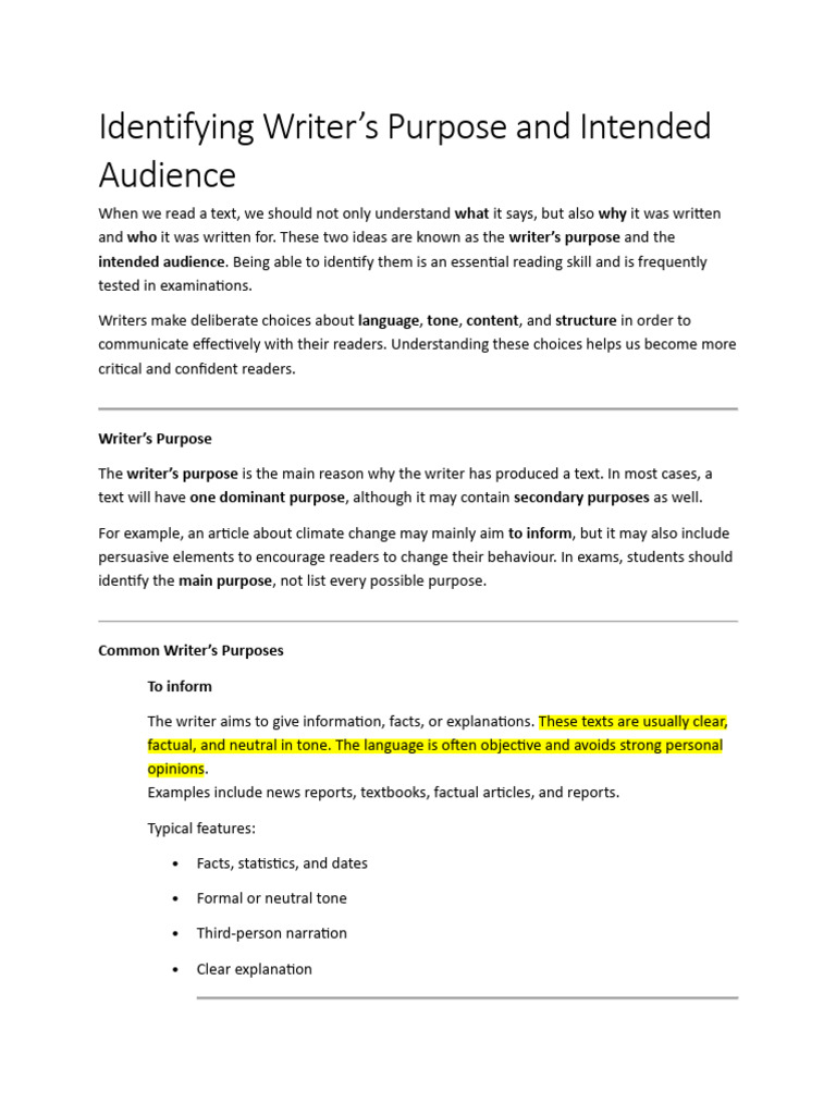 Writers Purpose and audience | PDF | Audience | Writers