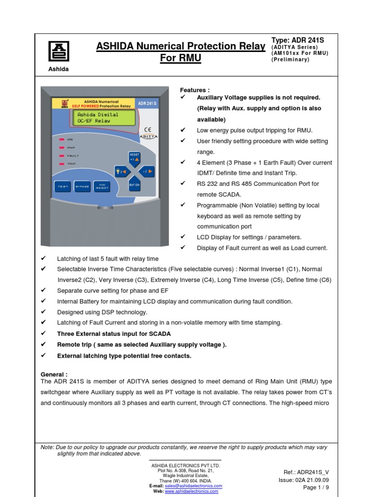 Ashida Relay Operating Manual | PDF | Relay | Inductor