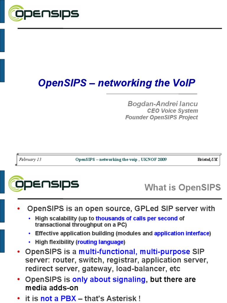 Iancu OpenSIPS | PDF | Voice Over Ip | Session Initiation Protocol