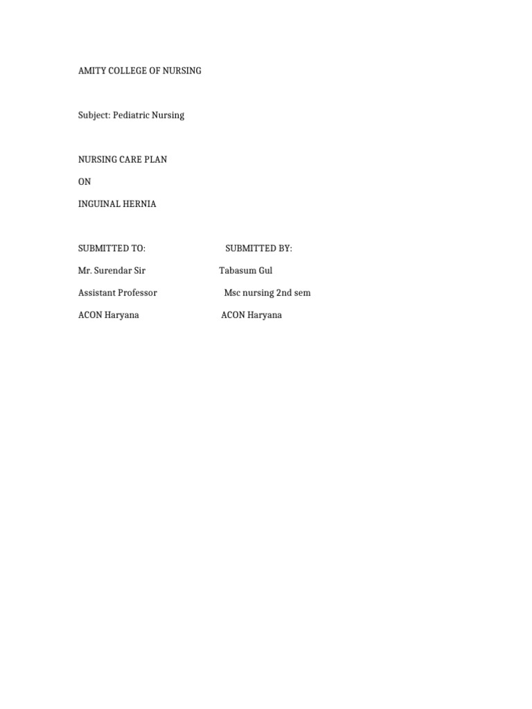 Inguinal Hernia Care Plan Like Original-1 | PDF | Wound | Pain
