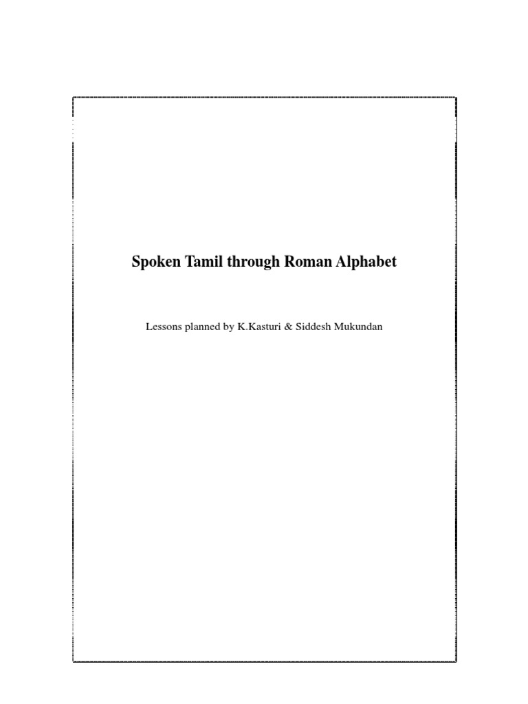 Spoken Tamil Through Roman Alphabet | PDF | Grammatical Number | Verb