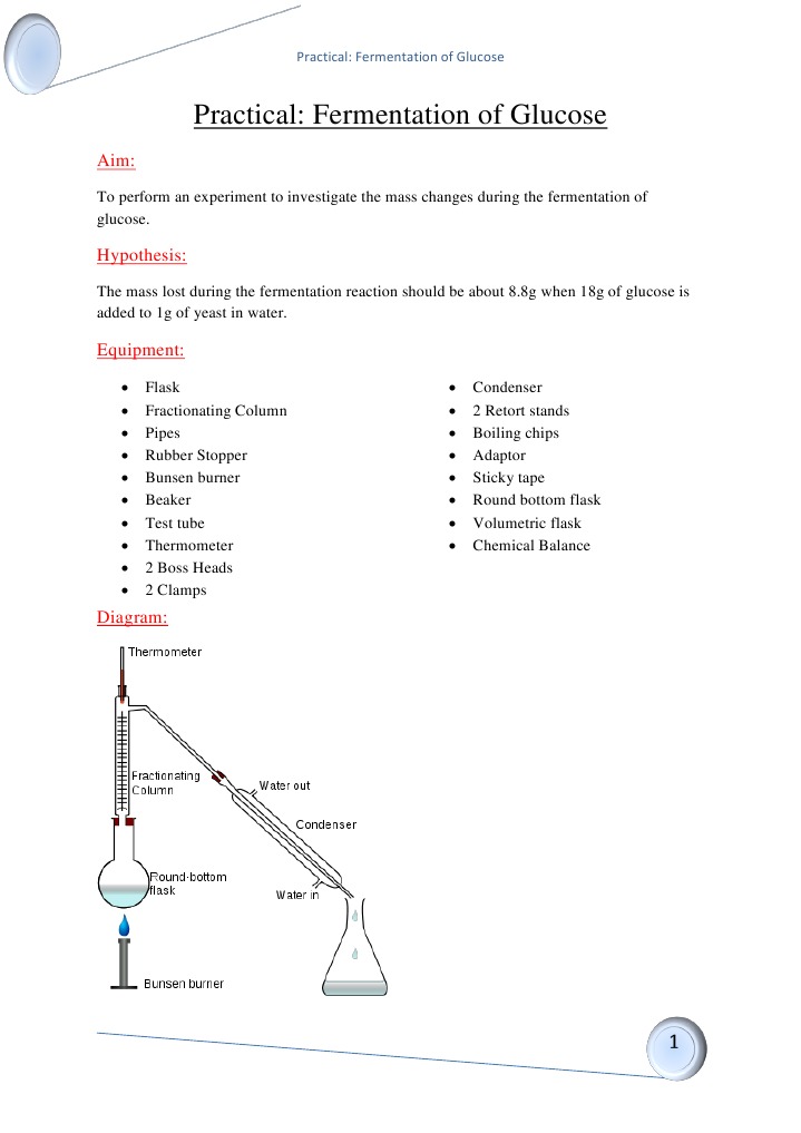 Practical-Fermentation of Glucose | Ethanol | Experiment