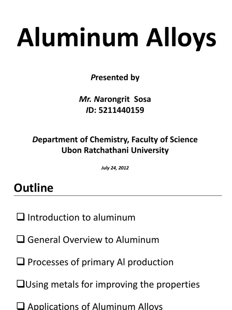Aluminum Alloys Presentation | Alloy | Aluminium