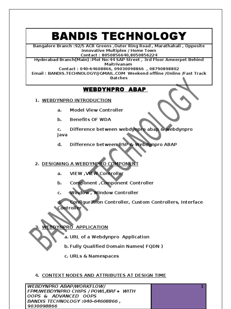 Webdynpro ABAP Training Course Details | PDF | Class (Computer Programming) | Constructor ...