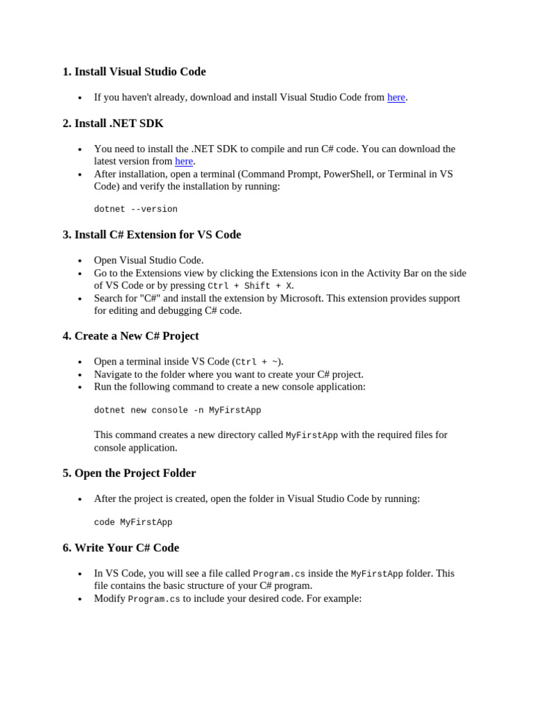 Visual Studio Steps On Creating A New Project | PDF | C Sharp ...
