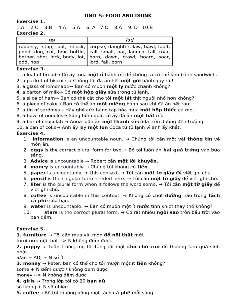 UNIT 5 - KEY | PDF
