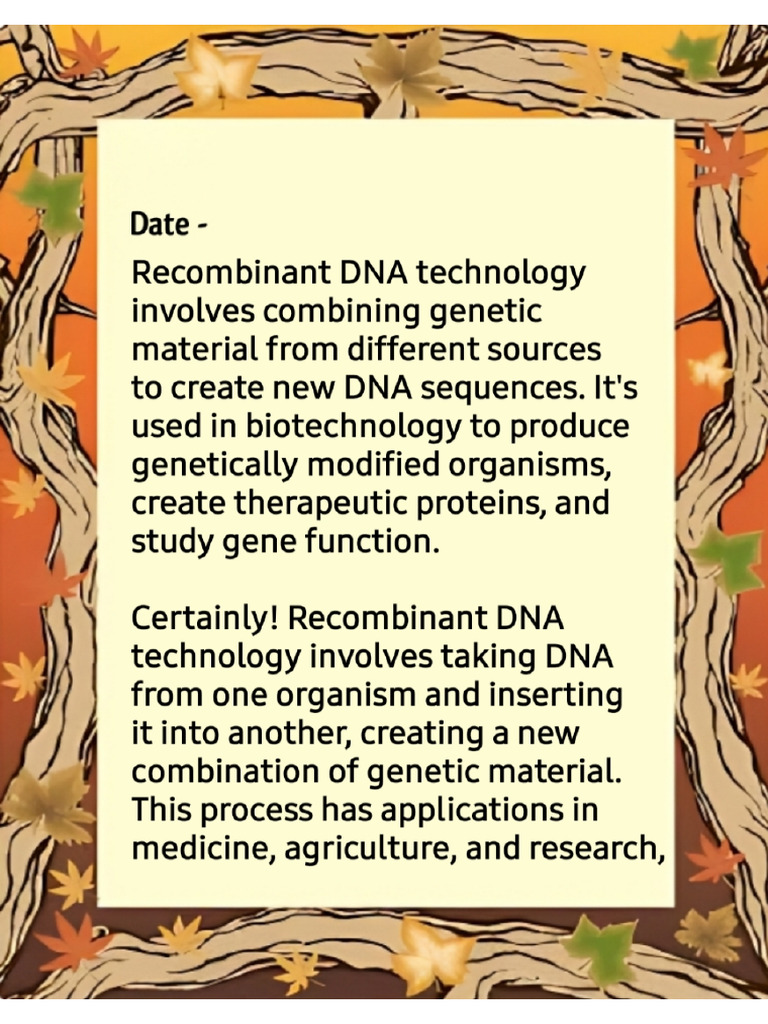 Recombinant DNA Technology | PDF
