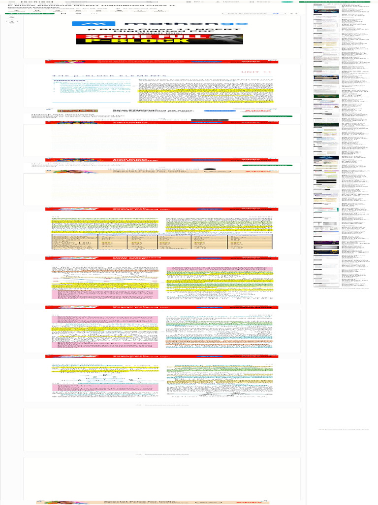 P Block Elements NCERT Highlighted Class 11 PDF | PDF | Chemistry ...