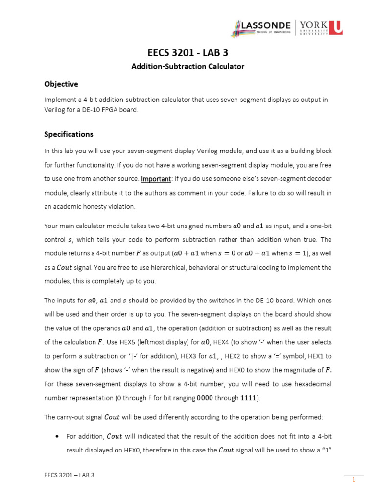 Lab 3 - Addition Subtraction Calculator | PDF | Software Engineering ...