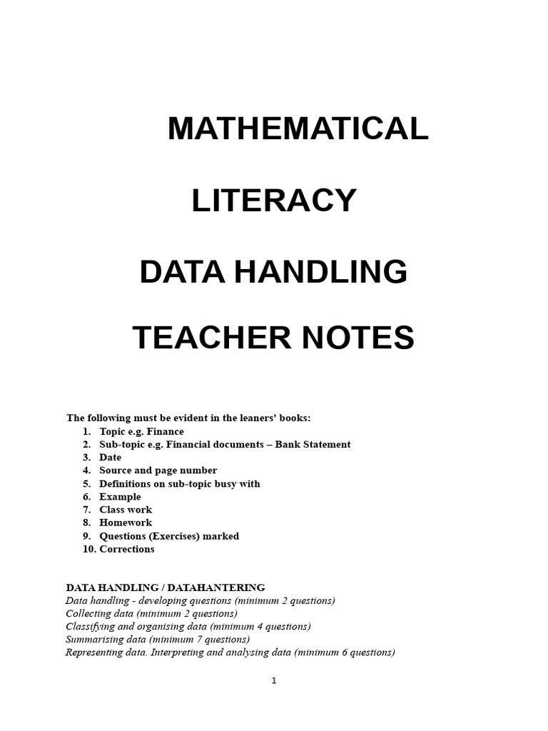 Data Handling Teacher Notes ES | PDF | Data | Communication