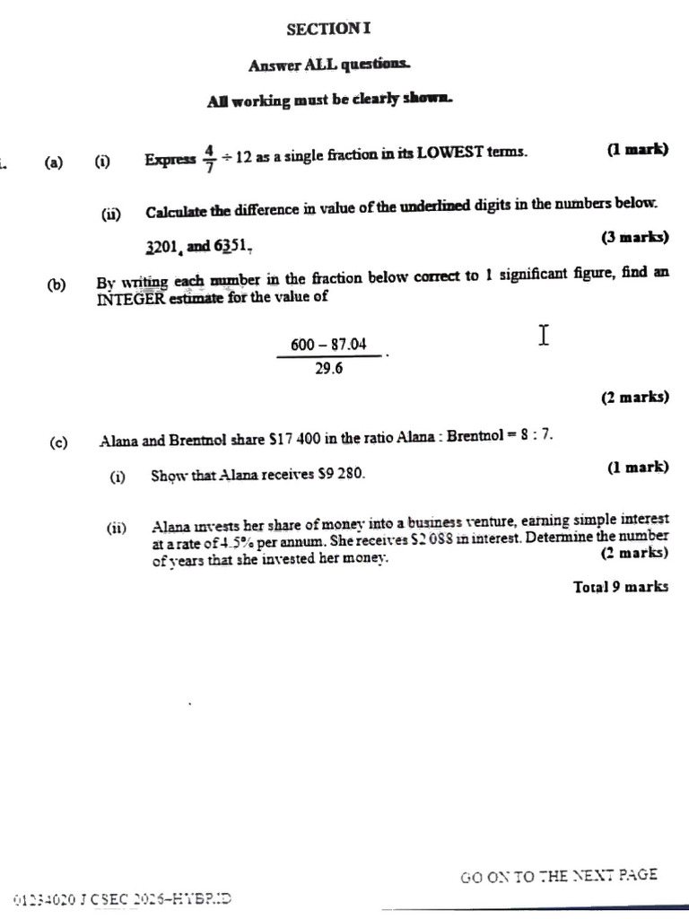 2026 Jan CSEC Math Paper 2 | PDF