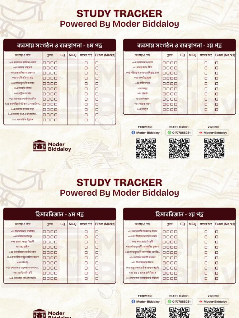 Moder Biddaloy X Study Tracker | PDF