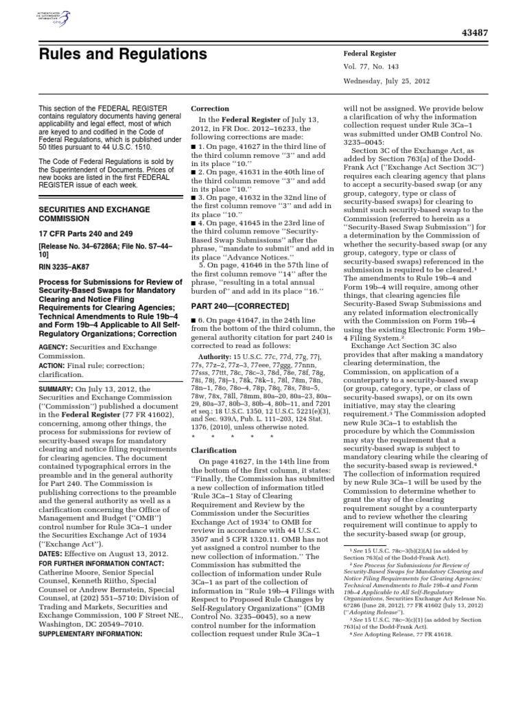 Rules and Regulations: Correction | PDF | Federal Register | Dodd–Frank ...