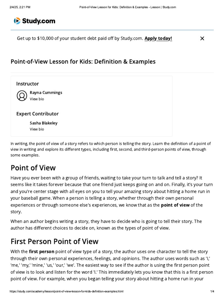 005 Point-Of-View Lesson for Kids_ Definition & Examples - Lesson ...