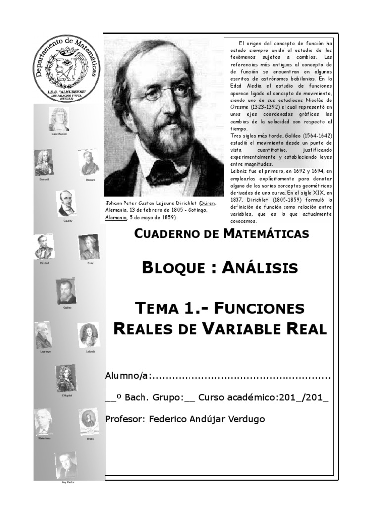 Cuaderno de Analisis Tema 1 Funciones Reales de Variable Real | Descargar gratis PDF | Función ...