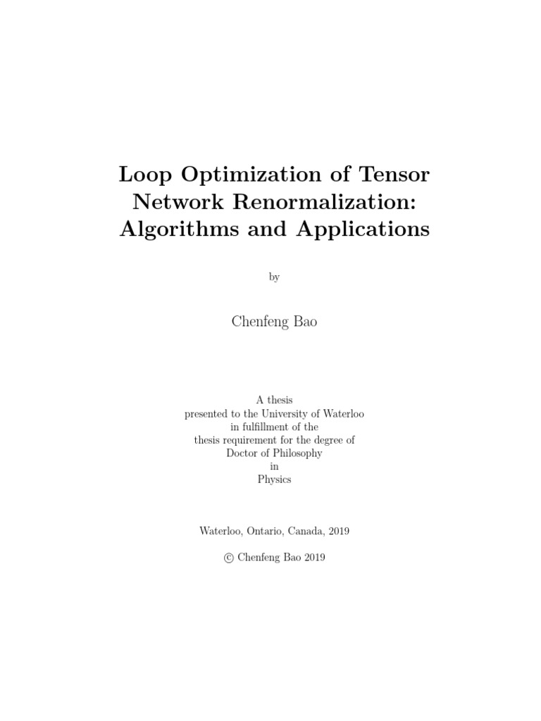 Loop Optimization of Tensor Network Renormalization - Algorithms and ...