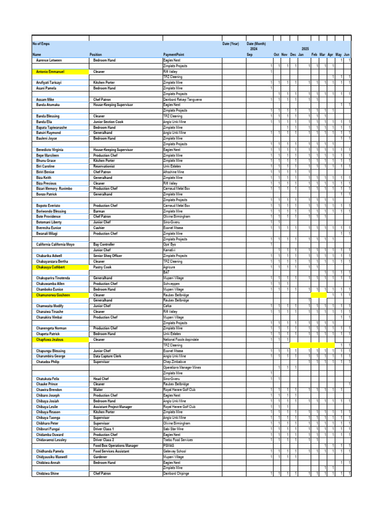 Staff Movements Analysis June 2025 | PDF | Cooking | Restaurants
