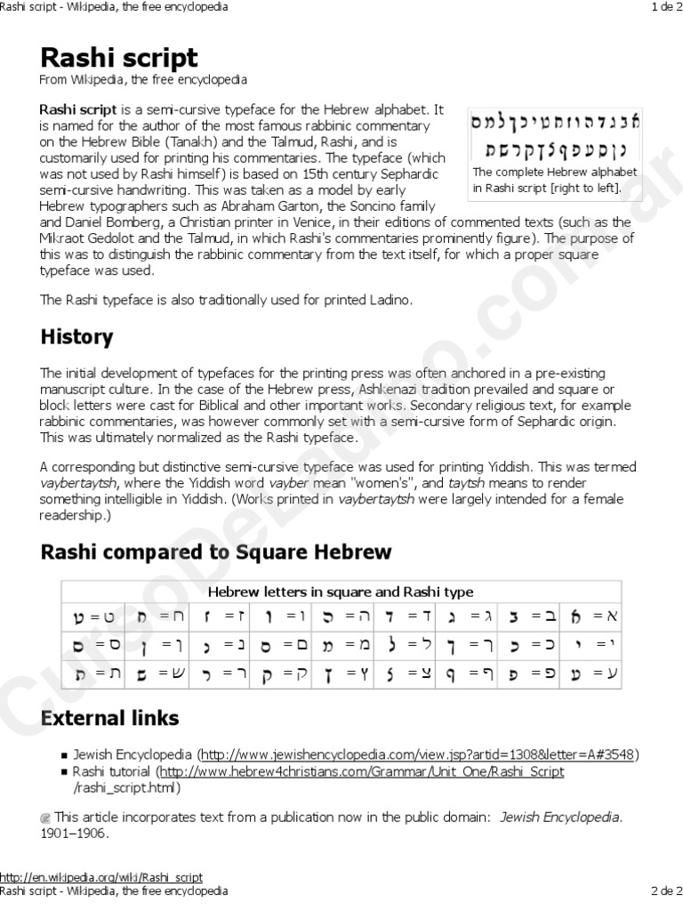 Rashi Script | PDF | Languages Of Israel | Writing